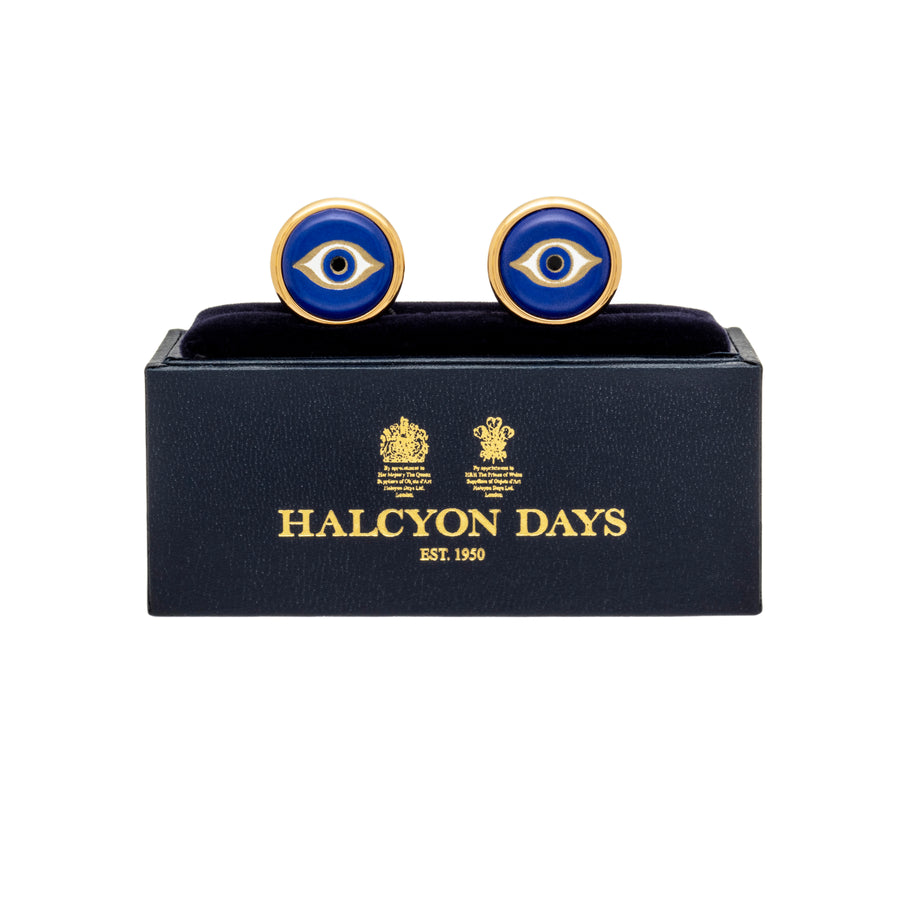 Evil Eye - Cobalt - Gold - Round - Cufflinks – HALCYON DAYS