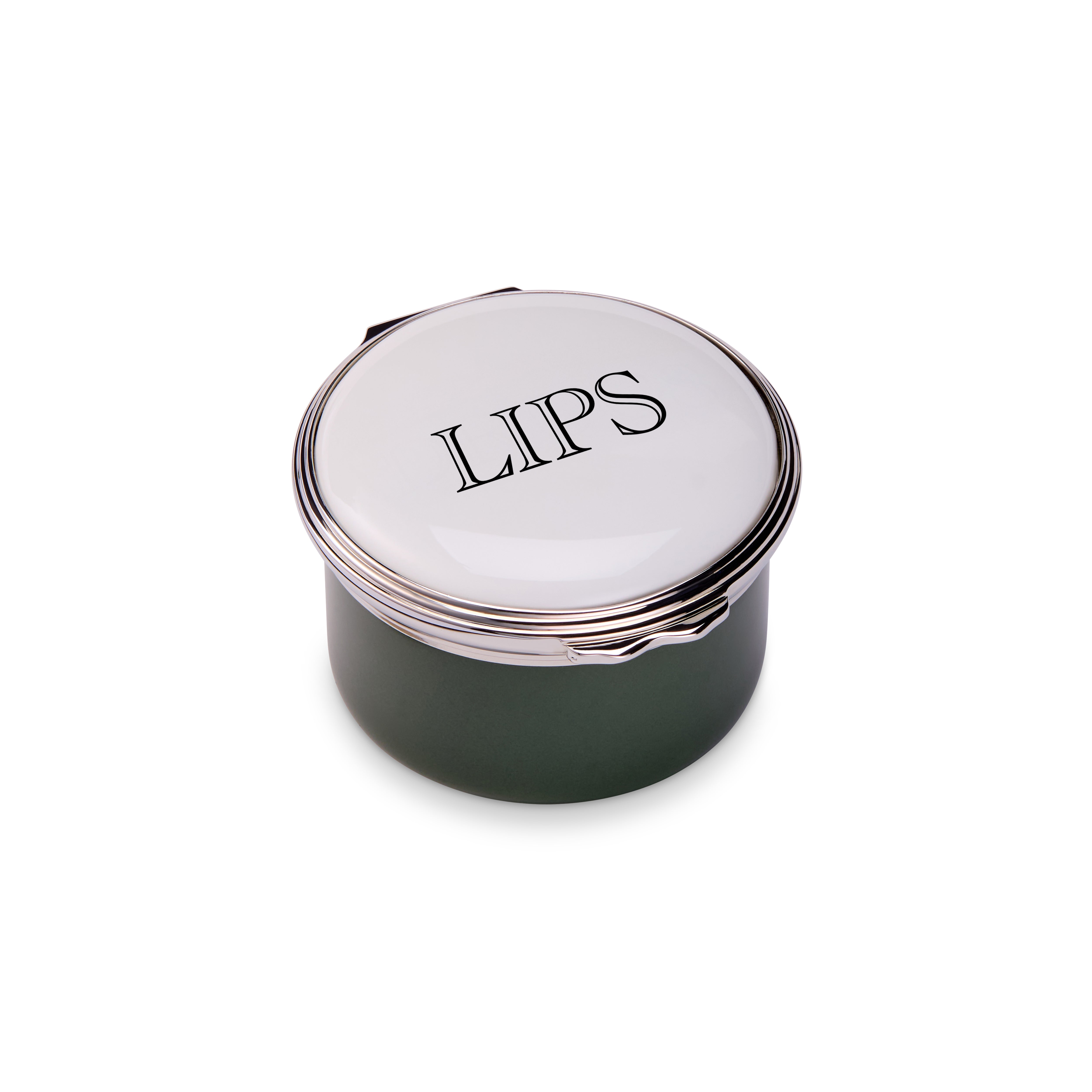 D.R. Harris Round "Lips" Enamel Box in Balmoral Green – HALCYON DAYS