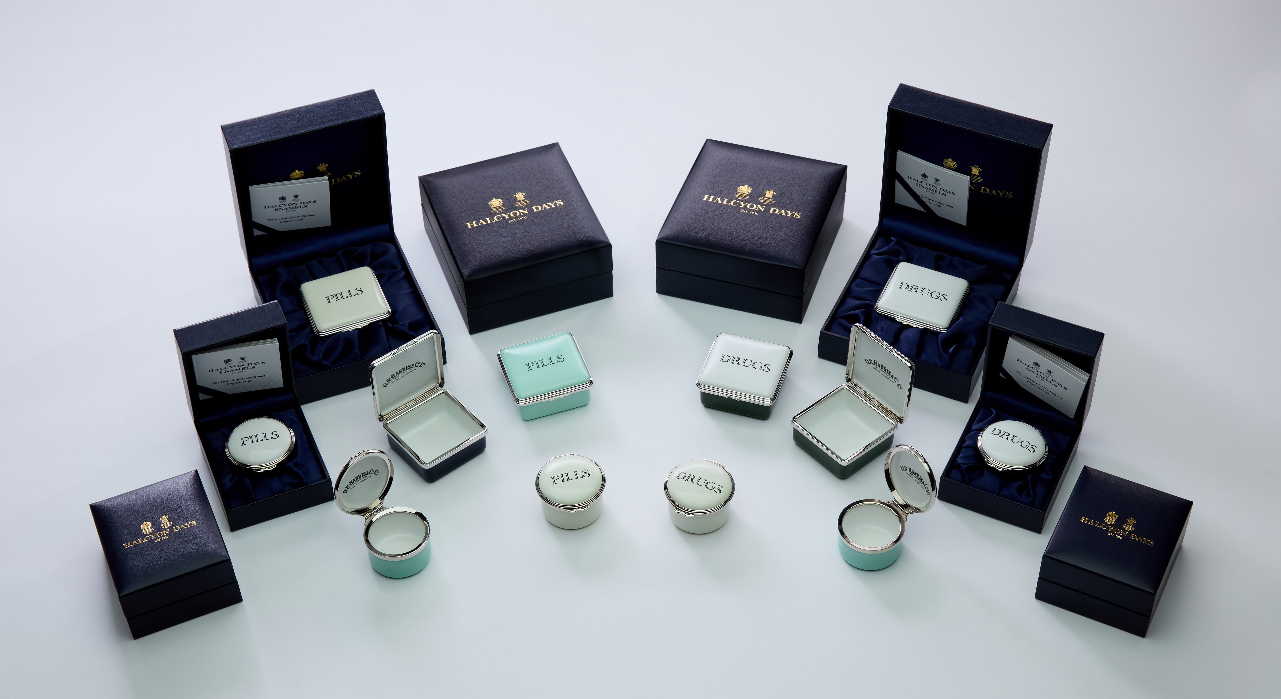 Square DRUGS Enamel Box - Balmoral Green – Halcyon Days