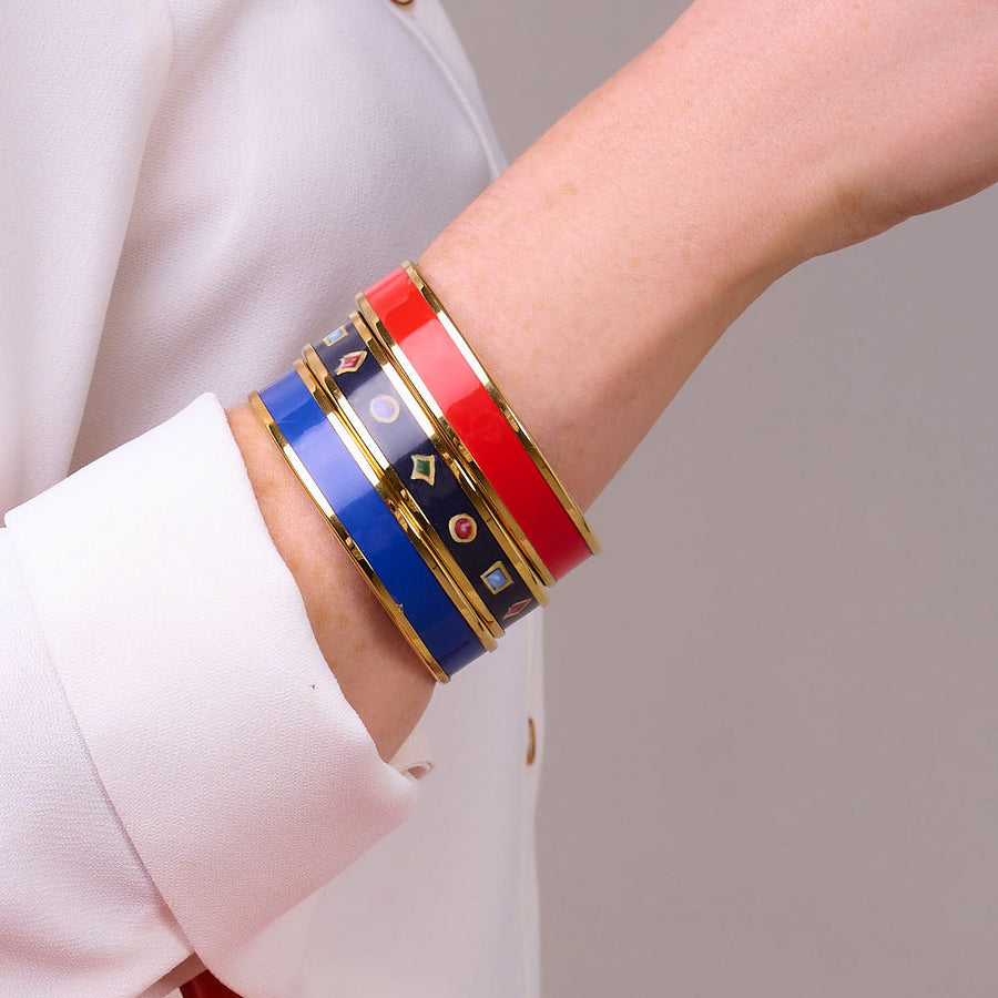 Crown Jewels Enamel Bangle in Navy & Gold | Halcyon Days – HALCYON DAYS