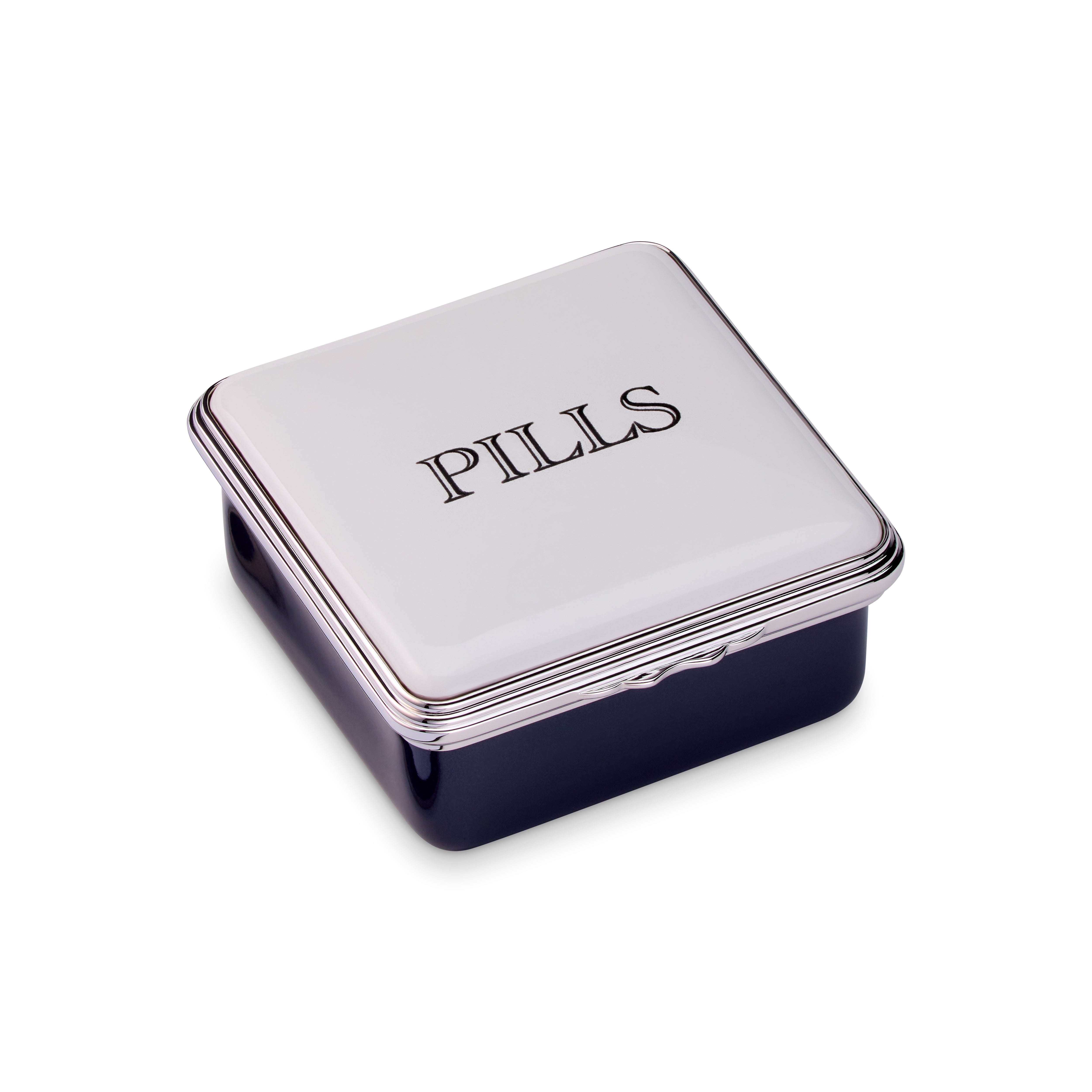 D.R. Harris Square "Pills" Enamel Box in King's Blue – HALCYON DAYS