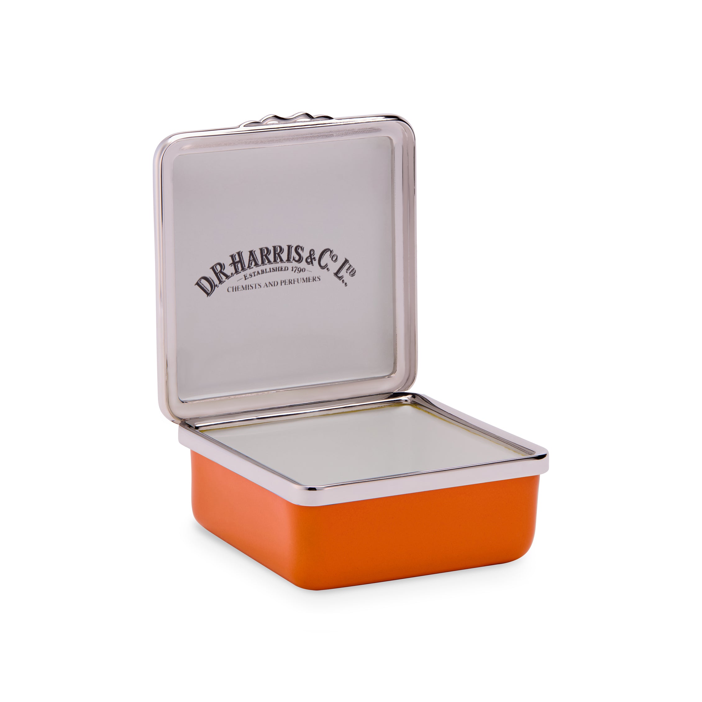 D.R. Harris Square "Pills" Enamel Box in Marmalade Orange – HALCYON DAYS