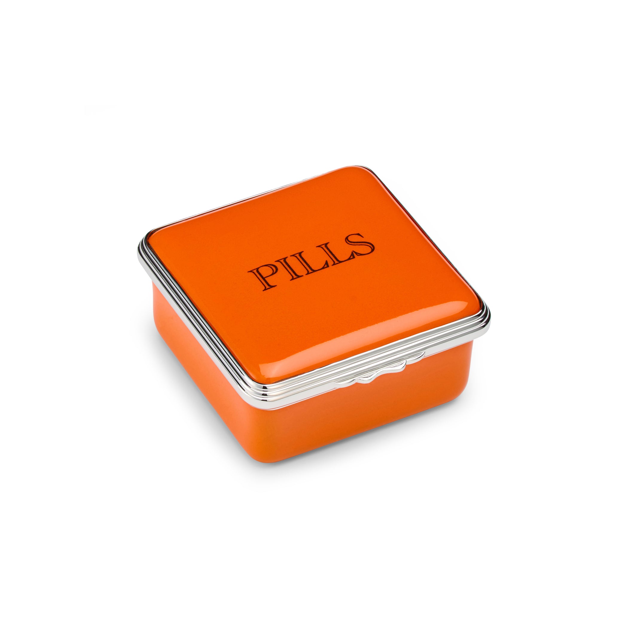 D.R. Harris Square "Pills" Enamel Box in Marmalade Orange – HALCYON DAYS