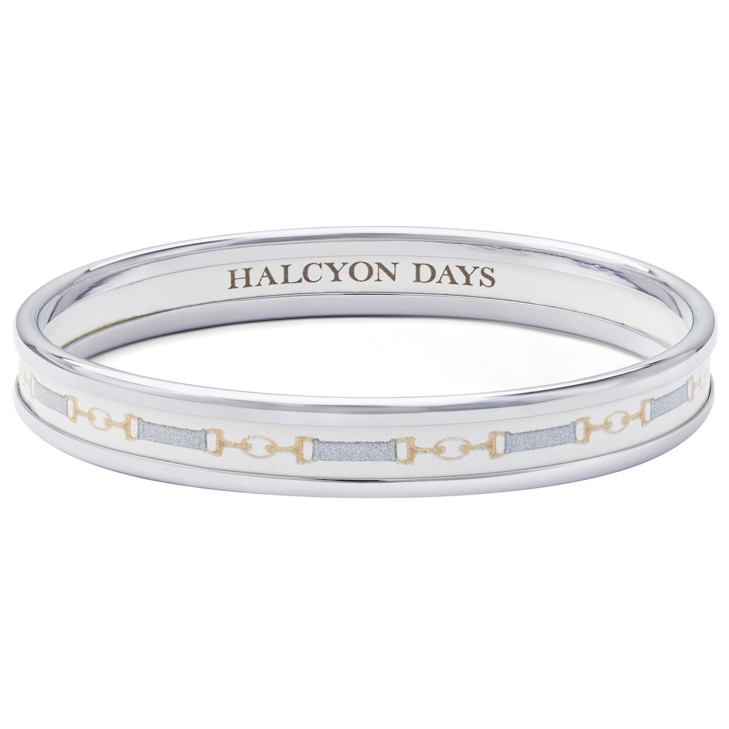 Skinny Bridle Cream & Palladium Enamel Bangle – HALCYON DAYS