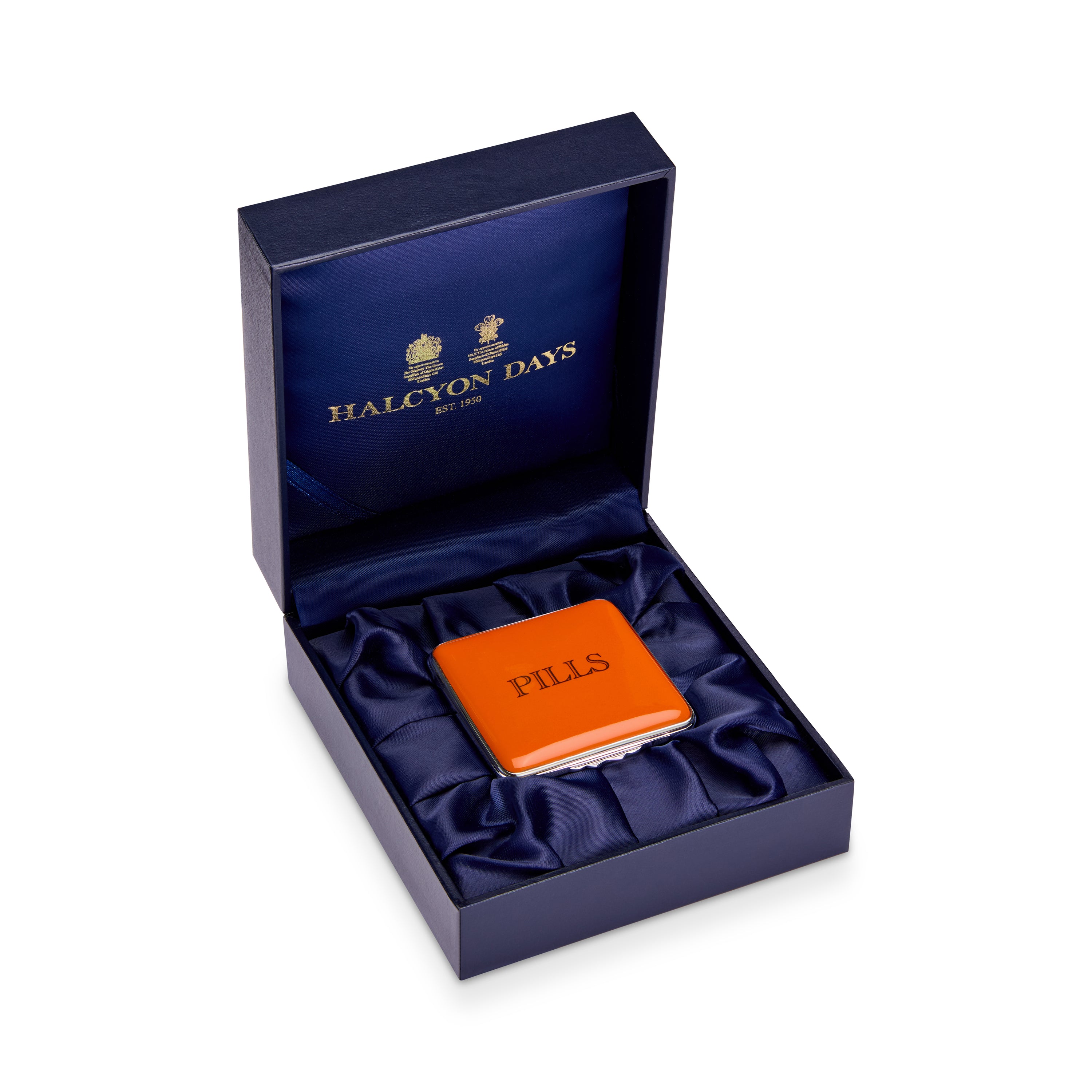 D.R. Harris Square "Pills" Enamel Box in Marmalade Orange – HALCYON DAYS