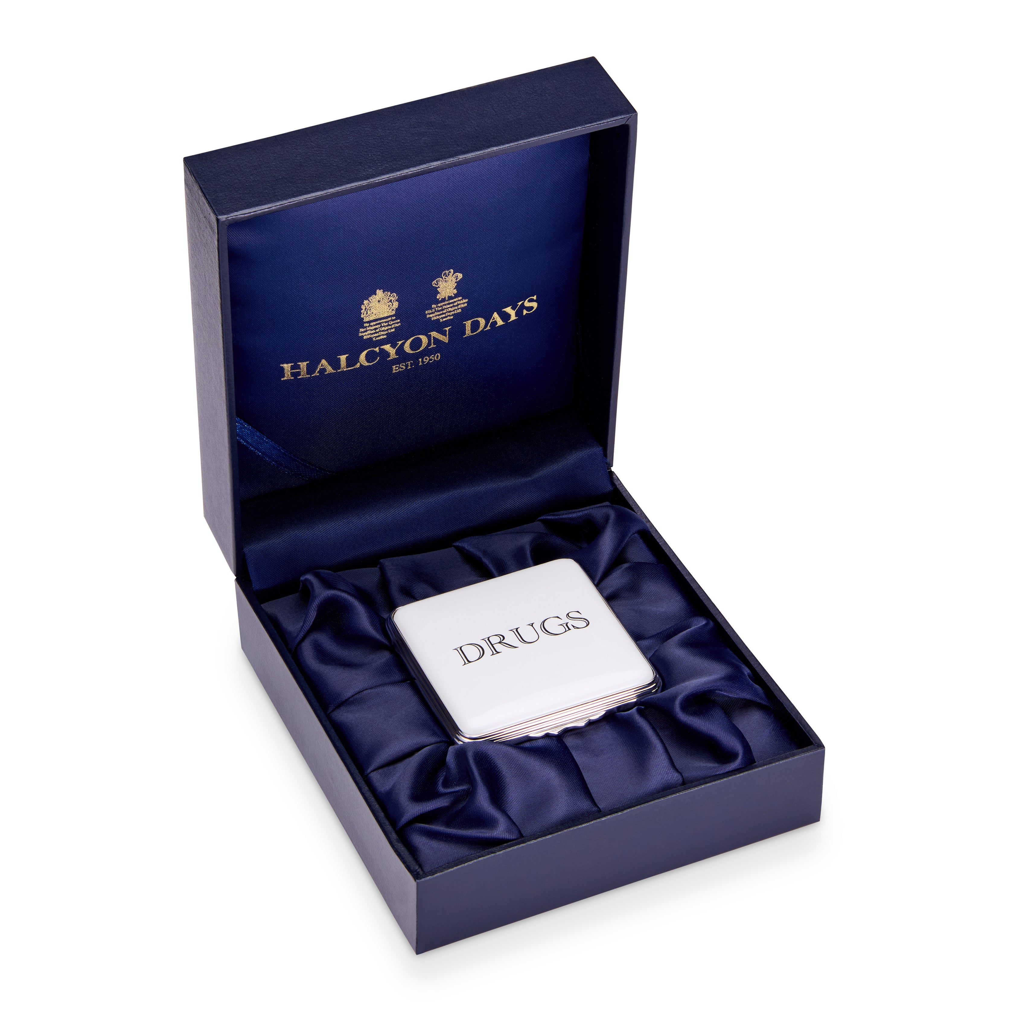 Square DRUGS Enamel Box - Balmoral Green – Halcyon Days